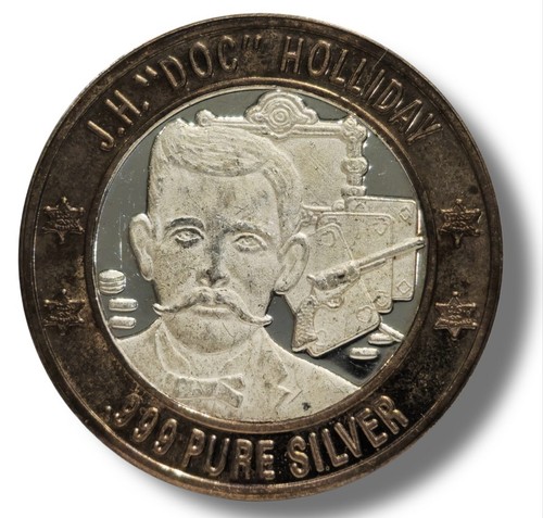 J.H. Doc Holliday .999 Fine Silver Casino Gaming Token Coin Lawmen ...
