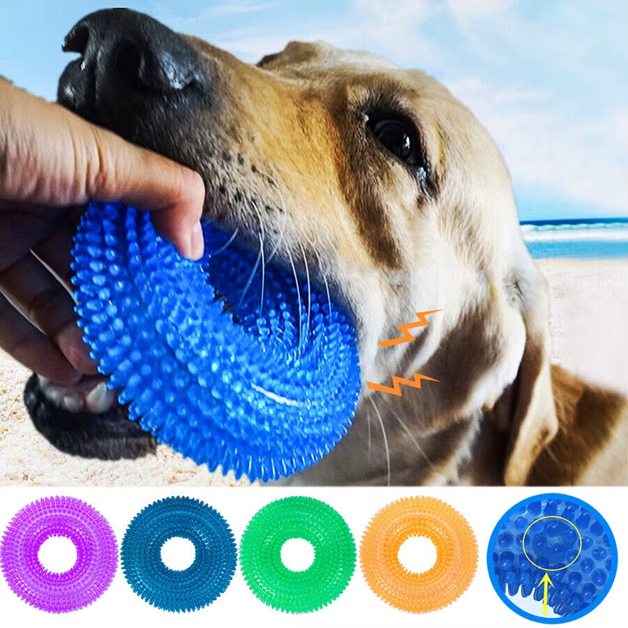 Pet Dog Toys Puppy Sounding Toy Molar Squeaky Tooth Cleaning Ring TPR ...