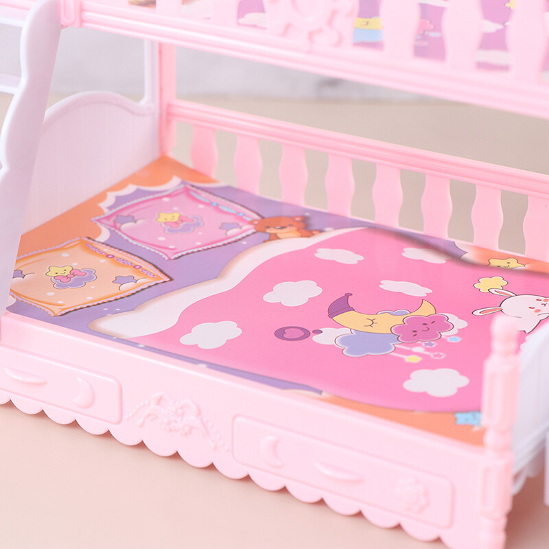 16cm Doll bunk bed toy accessories quilt pillow house European princess ...