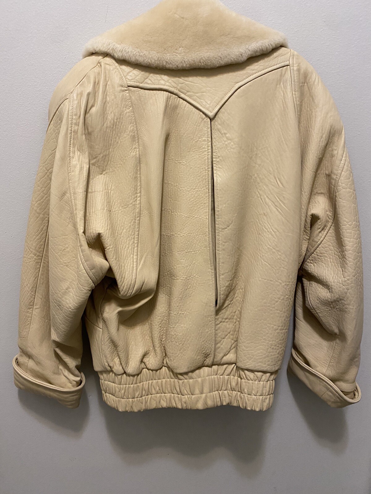 Vintage authentic VAKKO leather cream colored jacket … - Gem