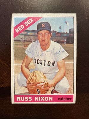 RUSS NIXON 1966 TOPPS AUTOGRAPHED SIGNED AUTO BASEBALL CARD 227 RED SOX ...