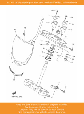 YAMAHA Holder, Handle Lower, 33D-23442-00 OEM YZ450F | eBay UK