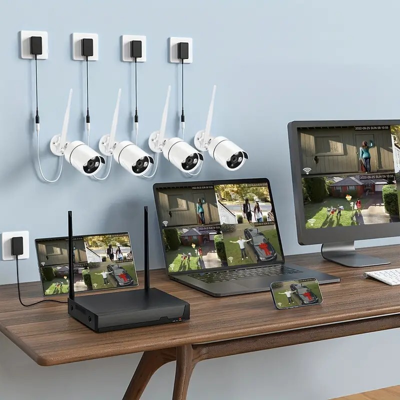 WIFI CCTV Security Camera System 4CH NVR 4MP Wireless Waterproof Night ...