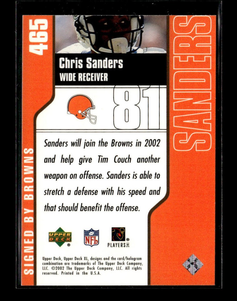 2002 Upper Deck XL #465 Chris Sanders Holofoil #/65 | eBay
