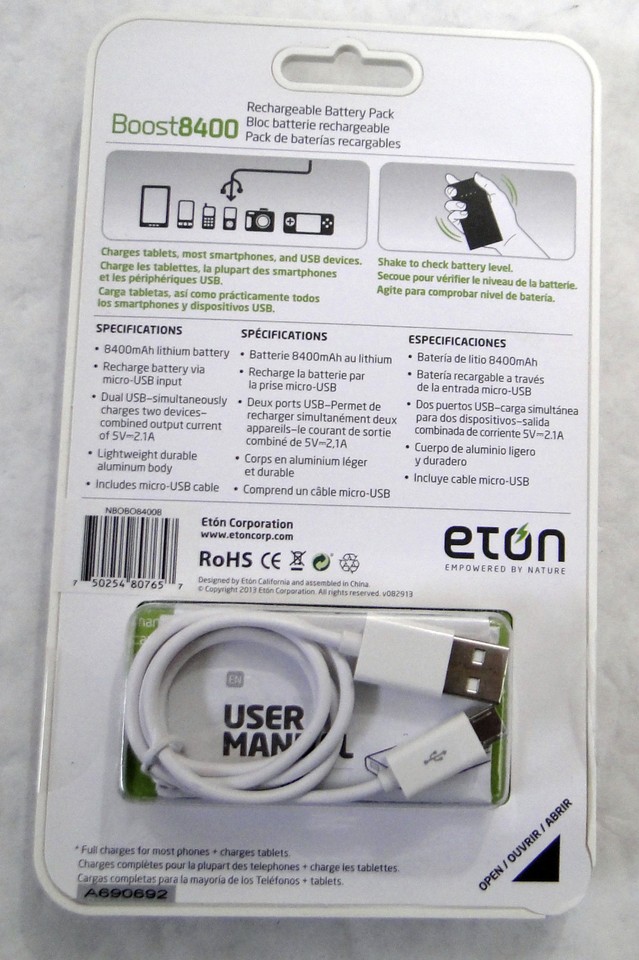 Eton NBOBO8400S Eton Boost 8400 Backup Lithium Ion Battery Pack ...