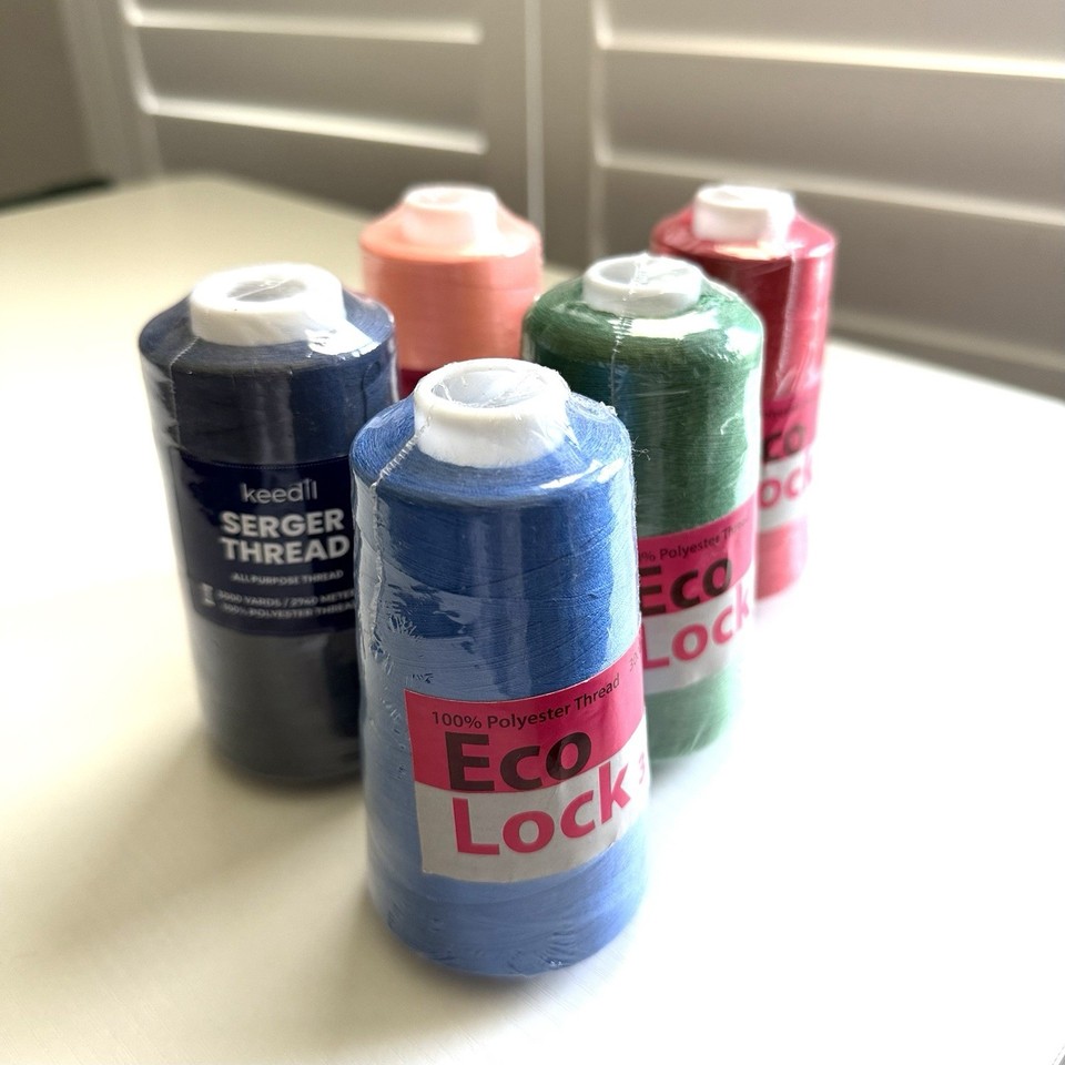 5 Spools Serger Overlock Thread Lot Eco Lock 3000 Yards Each Polyester ...