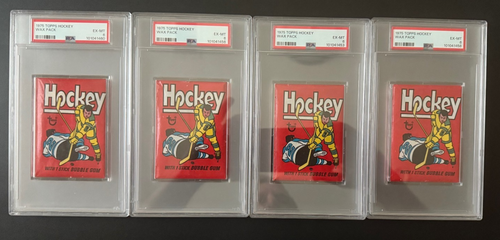 Lot of (4) 1975 Topps Hockey Unopened Wax Packs PSA 6 EX-MT | eBay