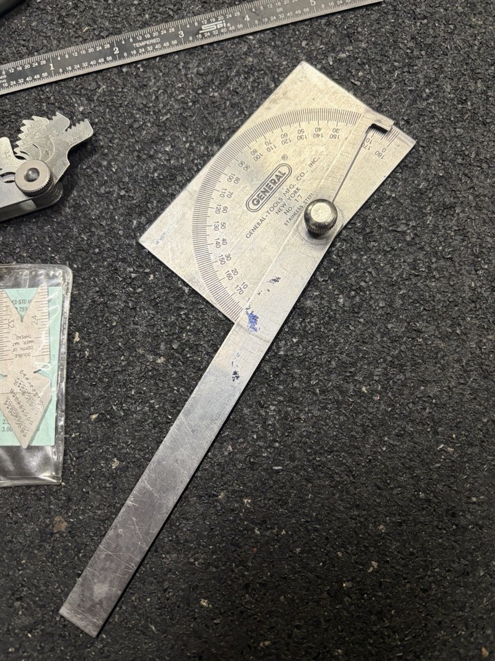 Lot of Machinist Tools,Protractor, Screw Pitch, Center Gauge, Ruler SPI ...