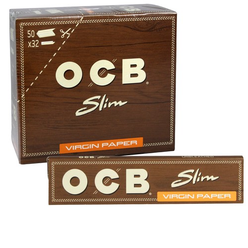 12 x OCB Brown Virgin Unbleached Kingsize Slim Rolling Paper Ultra thin ...