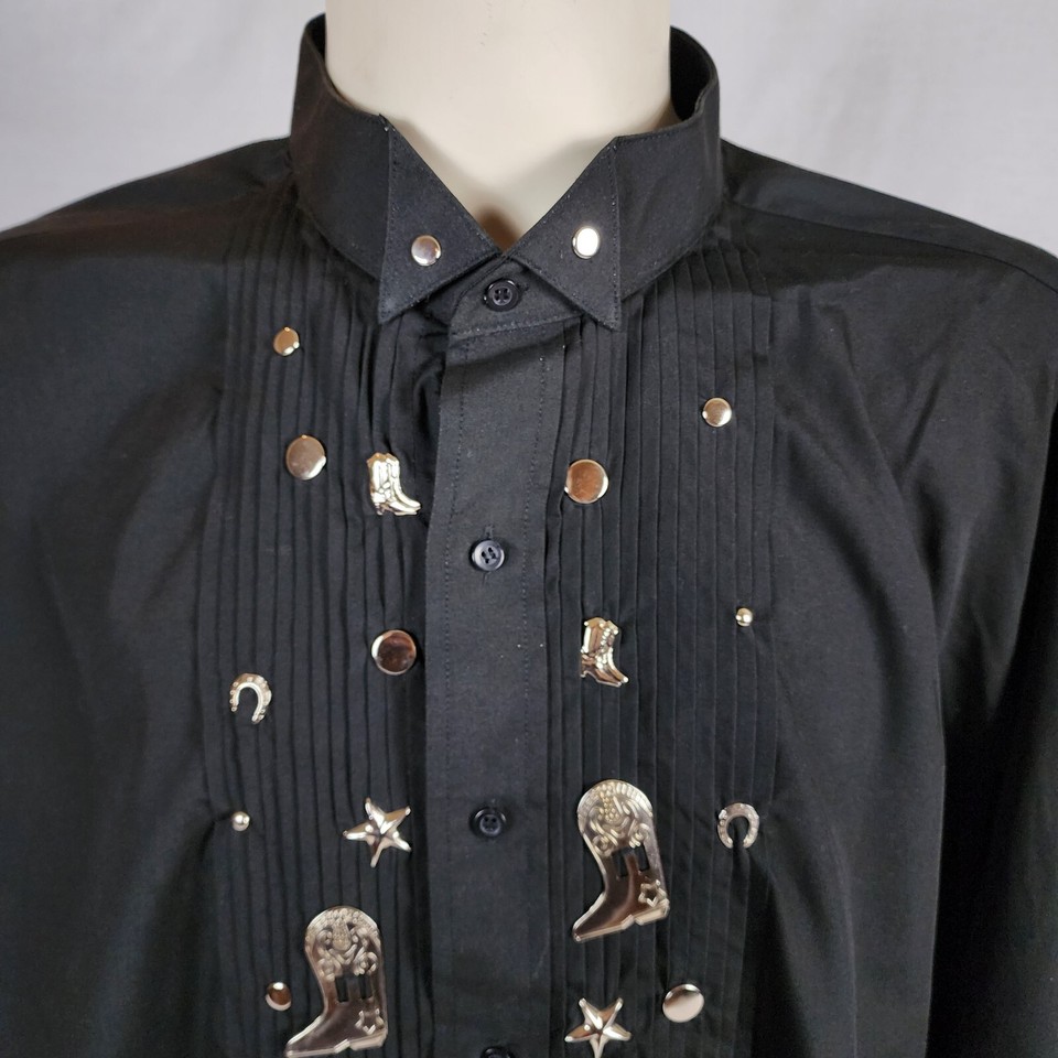 Chaplin Embellished Western Tuxedo Shirt (3XL) | eBay