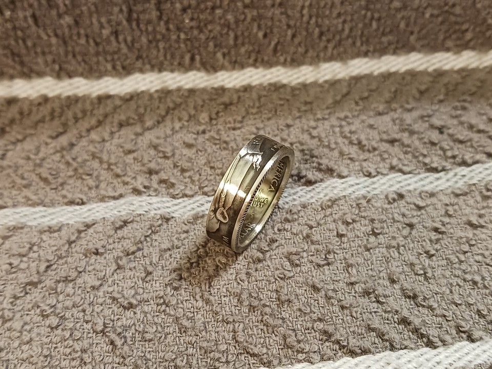 Wisconsin state 90% silver Washington Quarters, coin ring, size 9 2004 ...