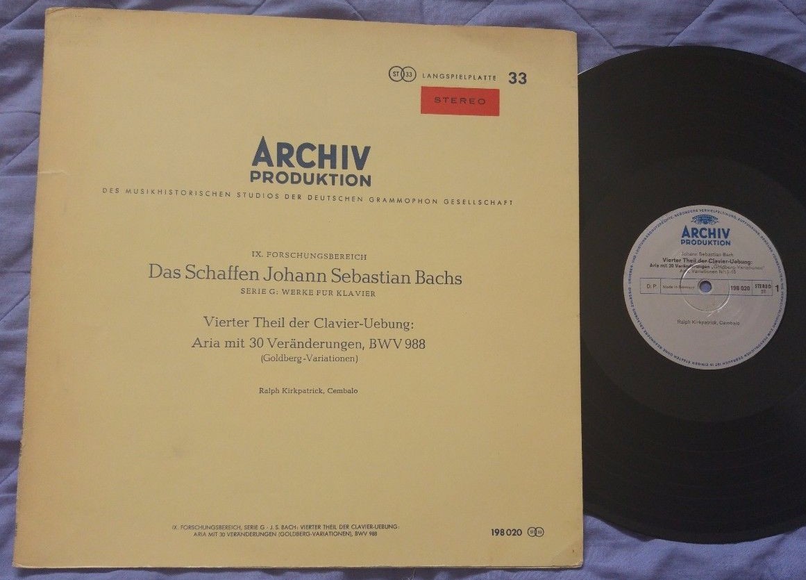 BACH - Goldberg Variations RALPH KIRKPATRICK Archiv RED STEREO LP EX ...