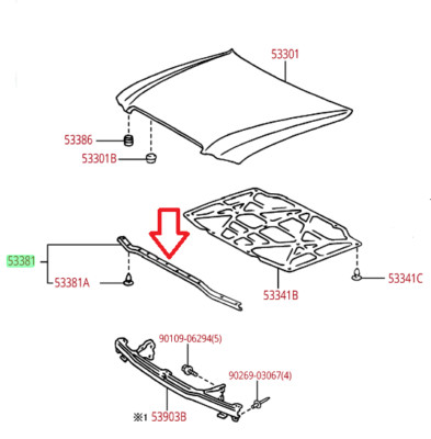 LEXUS OEM FACTORY HOOD TO RADIATOR SUPPORT SEAL 1998-2007 LX470 53381 ...