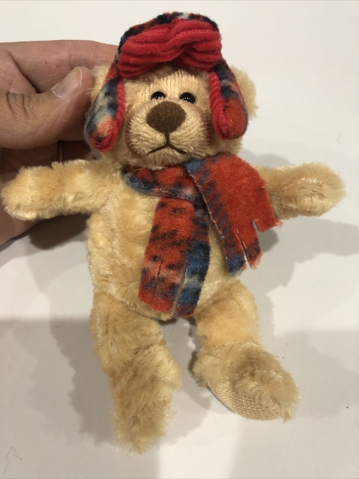 Gund Tan Bear with Plaid hat and Scarf Named Manni 5.5” New | eBay