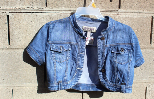 Bolero American Rag denim crop jean jacket lady Med large over up ...