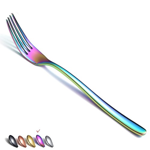 Rainbow Dinner Forks 6 Piece Stainless Steel 8'' Forks Silverware Set ...