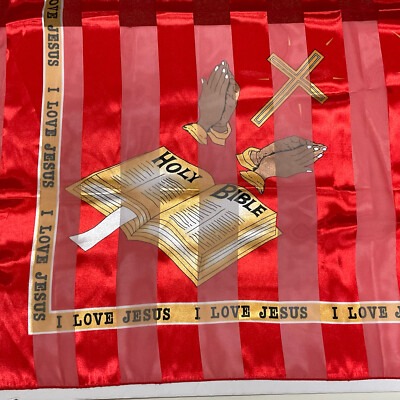 Vintage I Love Jesus Scarf Black Praying Hands Holy Bible Red Solid ...