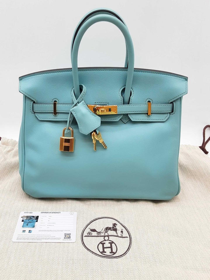 Hermes Birkin 25 Lagon Teal Swift Leather Gold Handbag Do0325lrrxzde | eBay
