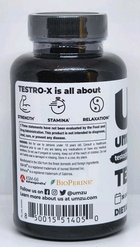 UMZU TESTRO-X Dietary Supplement 90 Capsules New Sealed Best By Date 04 ...