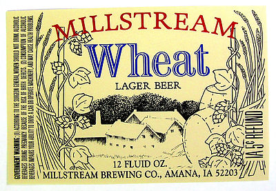 Millstream Brewing Co WHEAT LAGER BEER label IA 12oz- Var. #3 | eBay