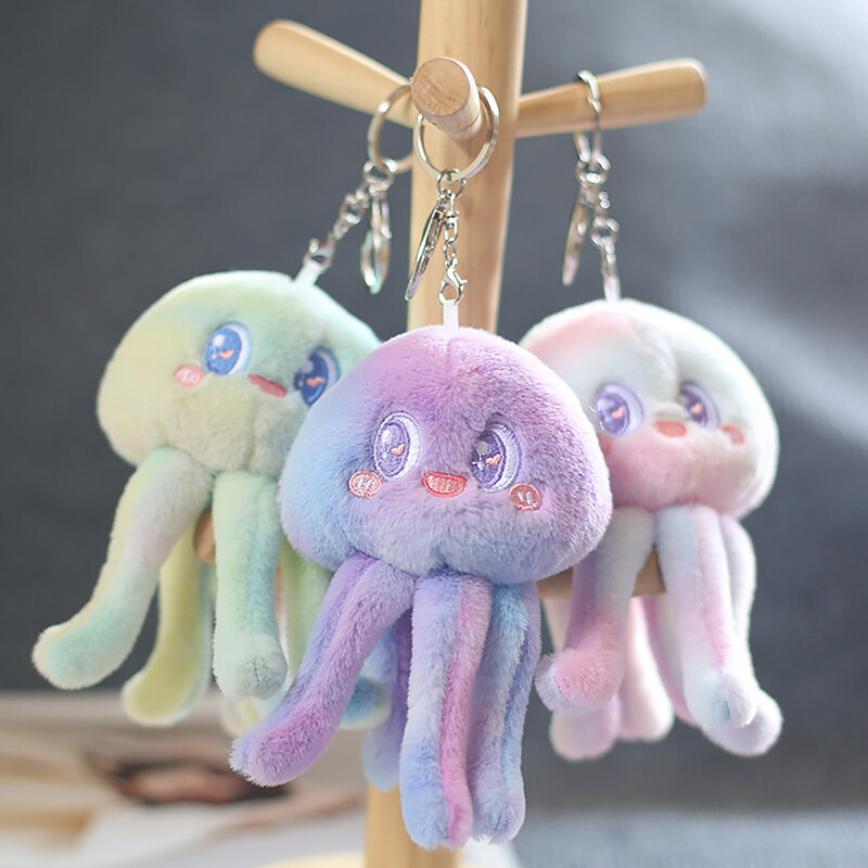 Plush Cute sea animal jellyfish octopus Keychain Bag Decoration Pendant ...