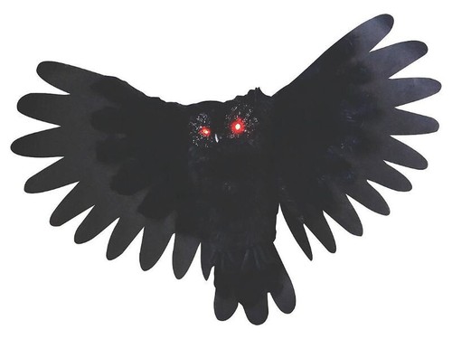 Animated Owl Halloween Prop Halloween Bird Black Moving Wings Sound ...