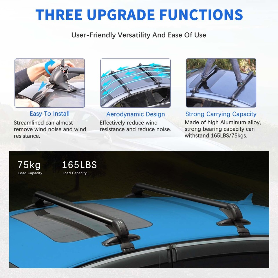 For Toyota Prius Prime 43.3" Black Top Roof Rack Cross Bars Luggage ...