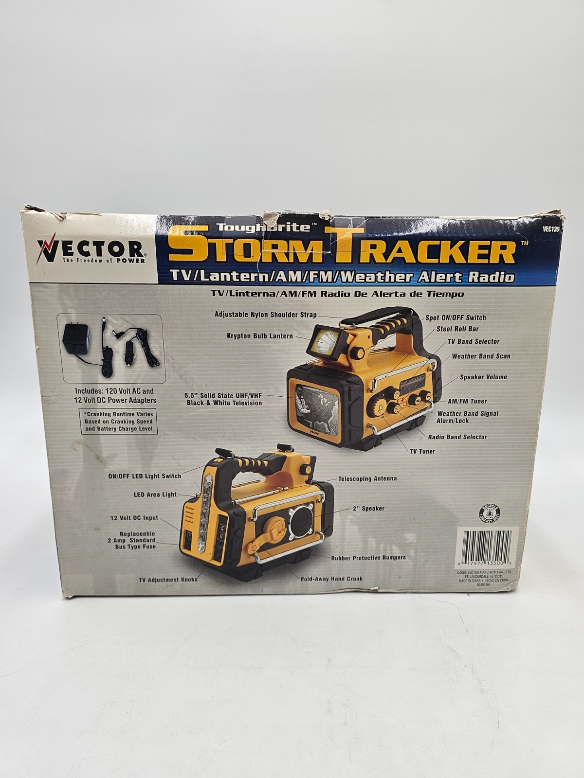 Vector Toughbrite Storm Tracker VEC135 TV Lantern Am FM Radio Weather ...