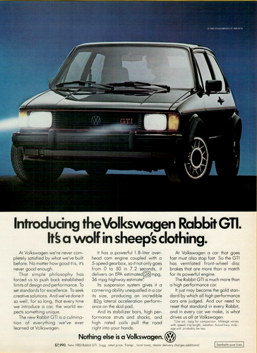 1983 Volkswagen Rabbit GTI Black Wolf in Sheep's Clothing Photo VINTAGE ...