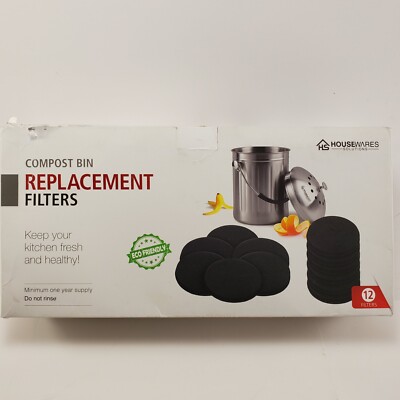 Compost Bin Filters 12 Pieces Activated Charcoal Carbon Housewares ...