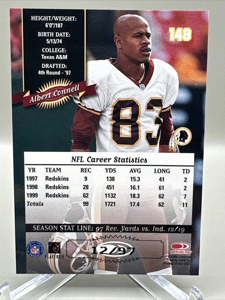 2000 Donruss Football Card #149 Albert Connell Season Stat Line /97 ...