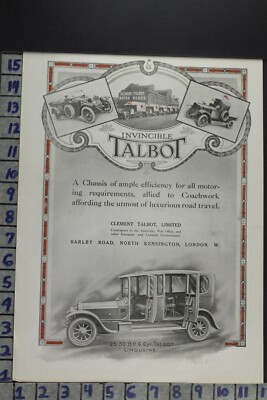 1916 AUTOMOBILIA TALBOT CAR WWI MILITARY VEHICLE LIMOUSINE VINTAGE AD ...