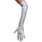 Shiny Long Elbow Length Silver Metallic Gloves ~PROM DANCE WEDDING ...