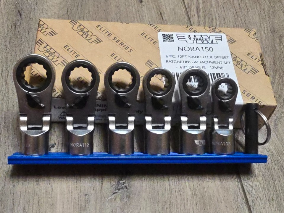 VIM 6pc 3/8" Reversible Flex Head Ratcheting Crowfoot Wrench Set 8-13mm ...