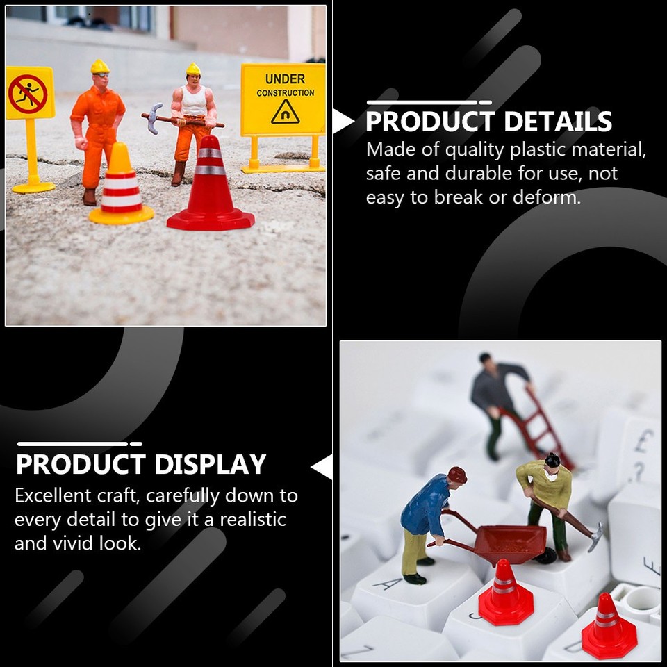 60 Pcs Plastic Traffic Road Cones Miniature Models for Kids Play Scenes ...