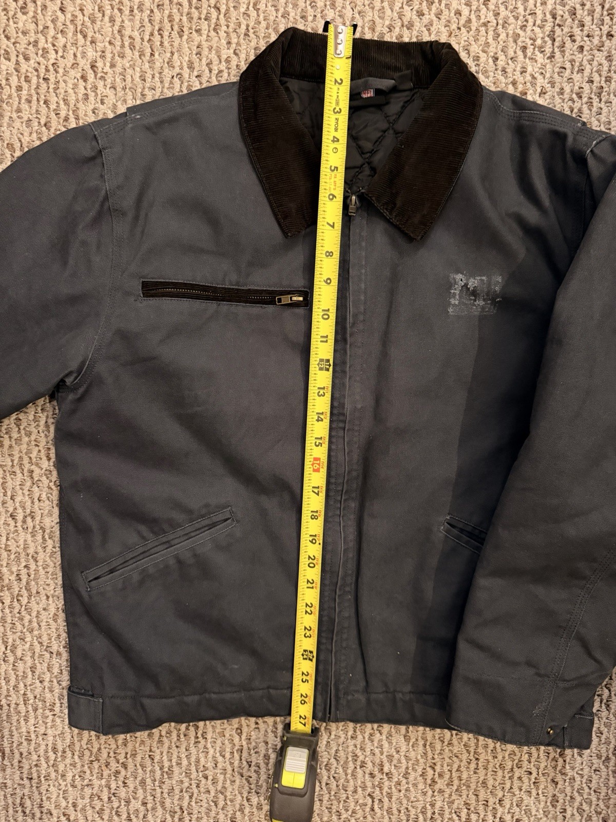 Men's Navy Blue Canvas Jacket With Corduroy Collar And Blanket Lining S ...