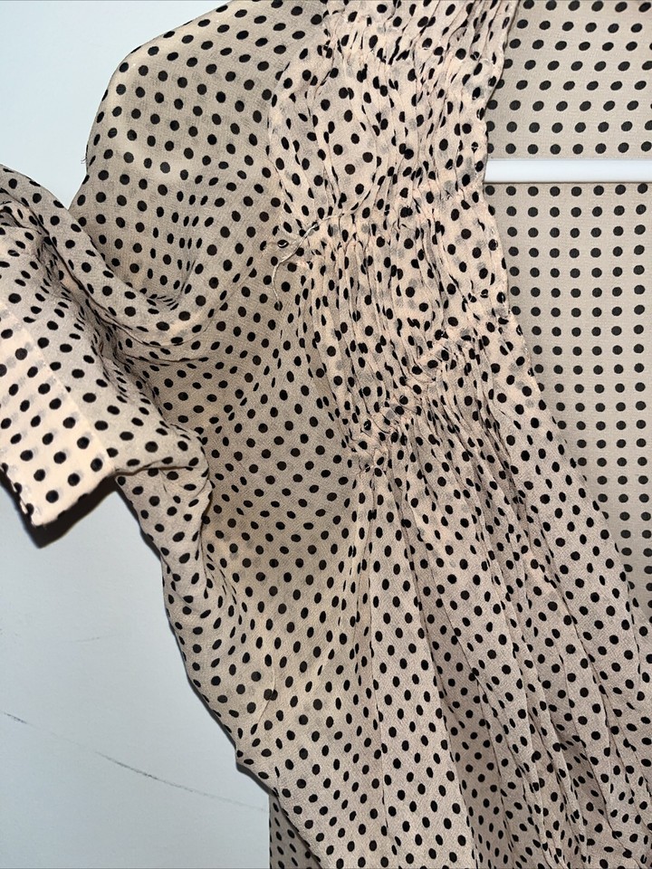 gianni versace 4/6 VINTAGE Silk Crepe Polka Dot Drop Sleeve Blouse ...