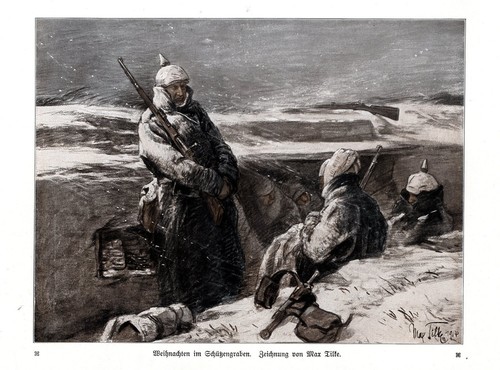 Frontsoldaten Weihnachten im Schützengraben von Max Tilke Kunstdruck ...