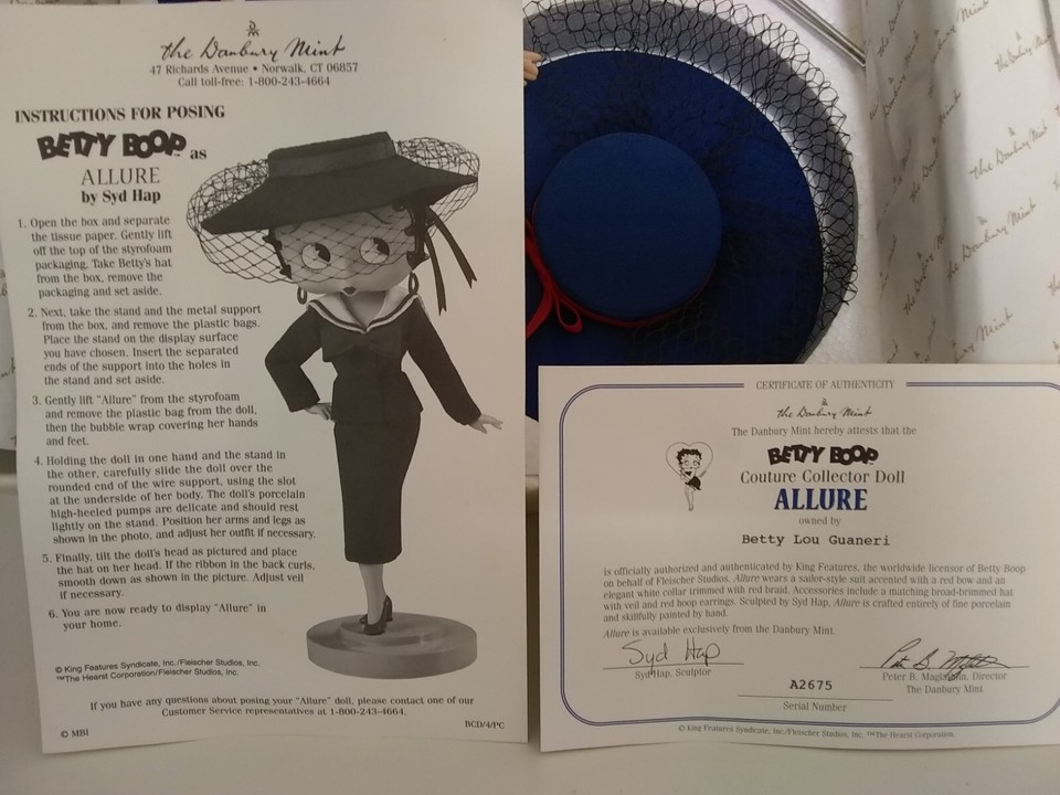 $$$DROP...Betty Boop "Allure" Danbury Mint Vintage Porcelain Doll-mint ...