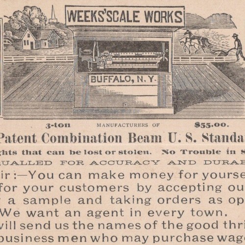 1894 Weeks Scale Works Buffalo Erie County New York Advertising ...