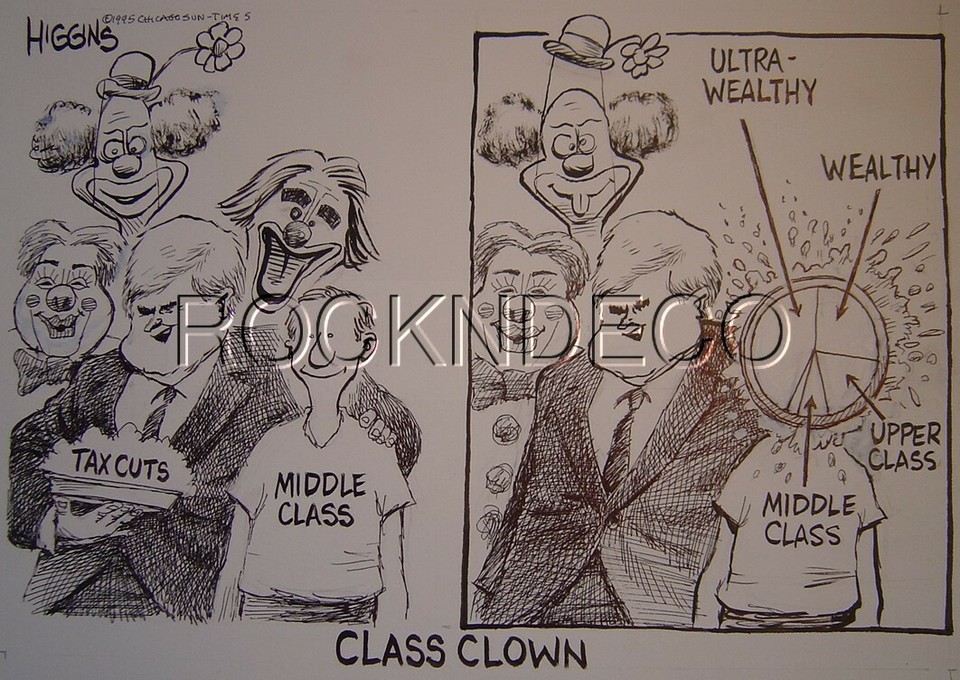 Newt Gingrich Middle Class Tax Cut Clown Pie in Face Orig Cartoon Art ...