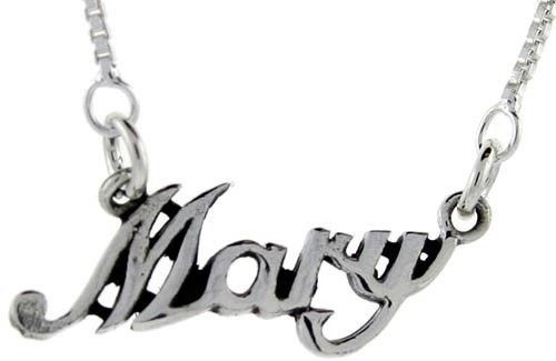 .925 Sterling Silver Mary Name Plate Charm Pendant Necklace FREE 17 ...