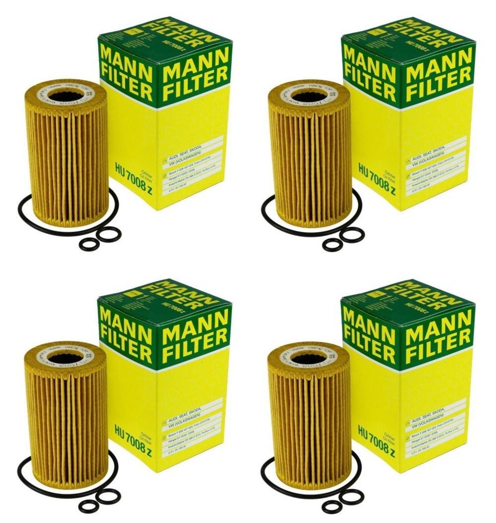 Set of 4 Engine Oil Filters O-Rings Mann HU7008Z For VW Passat 12-14 2 ...
