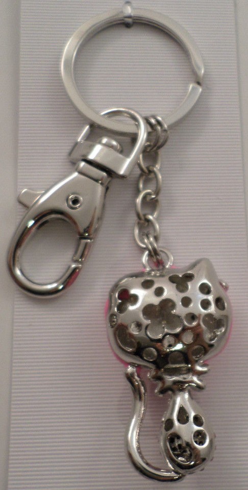 Rhinestone Bling Bubblegum Pink Kitty Cat Lover Kitten Key Chain Purse ...
