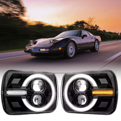 For Chevy Corvette C4 1984-1996 with Hi/Lo DRL Turn Pair 5x7" 7x6 Led ...