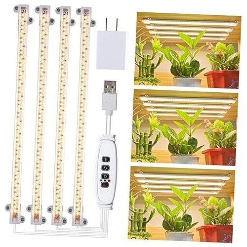 LED Grow Light Strips for Indoor Plants Full Spectrum 3500K, 192 LEDs 4 ...