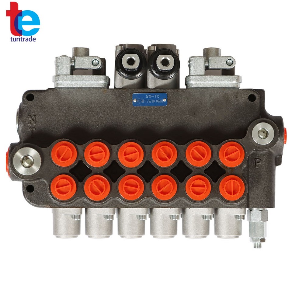 6 Spool 21 GPM 3625 PSI Hydraulic Directional Control Valve, SAE w/ 2 ...