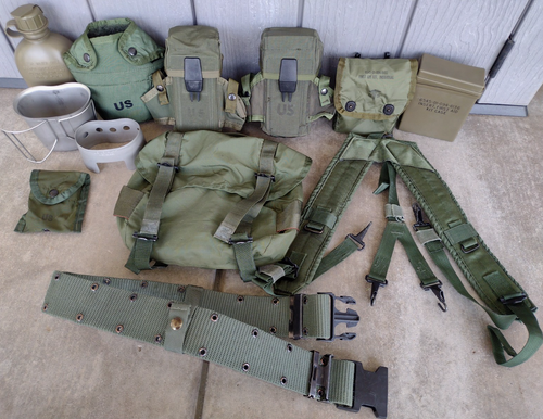 USGI ALICE WEB GEAR LBE SET LC2 w/ BUTTPACK CANTEEN CUP CANTEEN STOVE ...