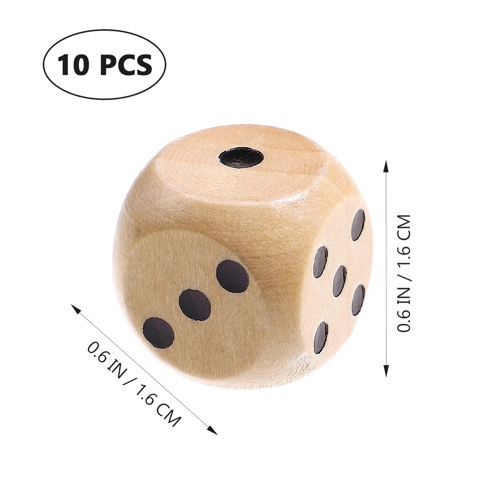 Black Decor Dice 16mm Rounded 10pcs 16MM 6 Sided Dice Set, Round Wooden ...