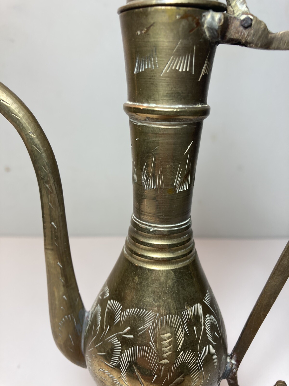 Vintage Solid Brass Teapot Genie Lamp Pitcher Ornate Etched 11.5” | eBay